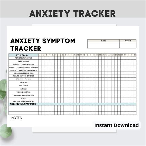 Anxiety Printable Tracker Anxiety Journal Mental Health Resource