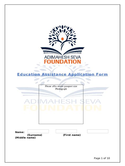 Education Assistance Application Adimahesh Doc Template Pdffiller