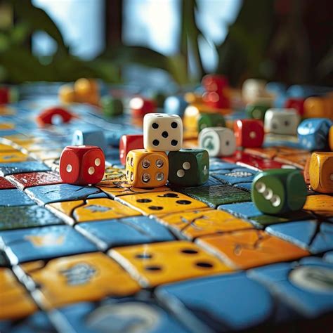 Un juego de dados que está en un tablero Foto Premium