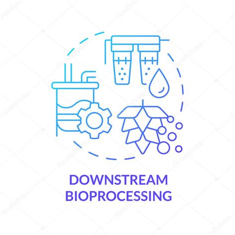 Downstream Bioprocessing Blue Gradient Concept Icon En Inglés Filtración De Microorganismos