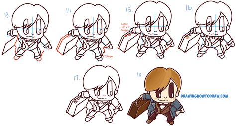 How To Draw Chibi Newt Scamander From Fantastic Beasts And Where To Find Them Harry Potter