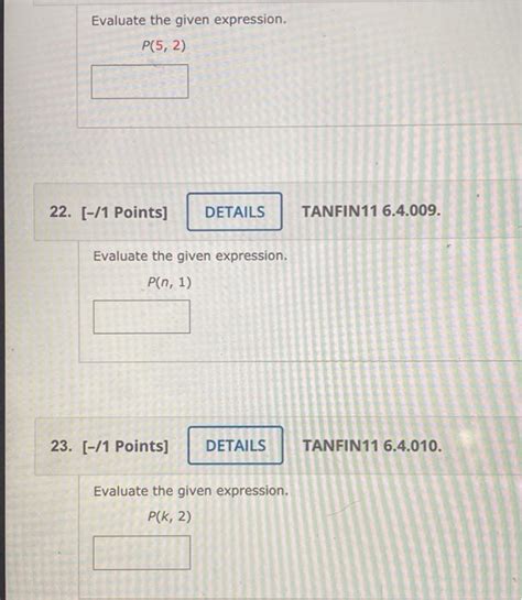 Solved Evaluate The Given Expression P 5 2 22 1 Chegg Com