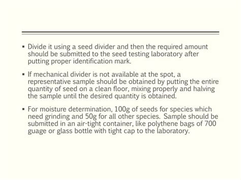 Seed Sampling Mixing And Dividing Pptx