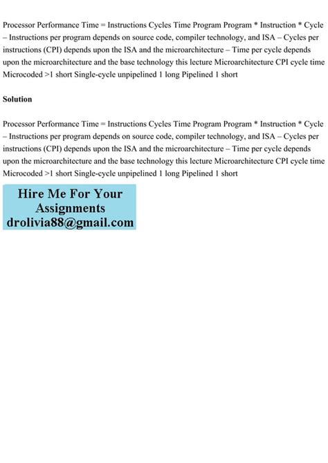 Processor Performance Time Instructions Cycles Time Program Progra Pdf