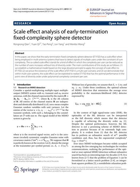 pdf scale effect analysis of early termination fixed complexity