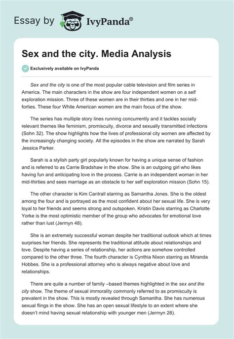 Sex And The City Media Analysis 800 Words Essay Example