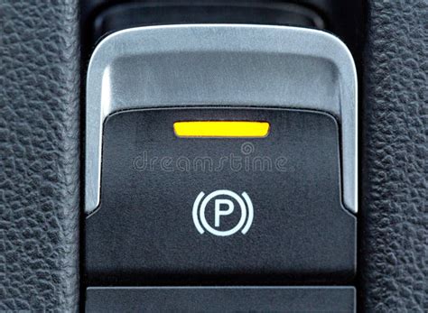 Car Button For Electronic Handbrake Parking Brake Macro Automatic Stock Image Image Of