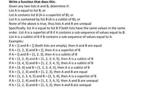 Given Any Two Lists A And B Determine If List A Is Chegg