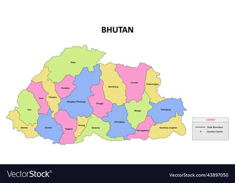 Bhutan Map State And District Map Of Royalty Free Vector