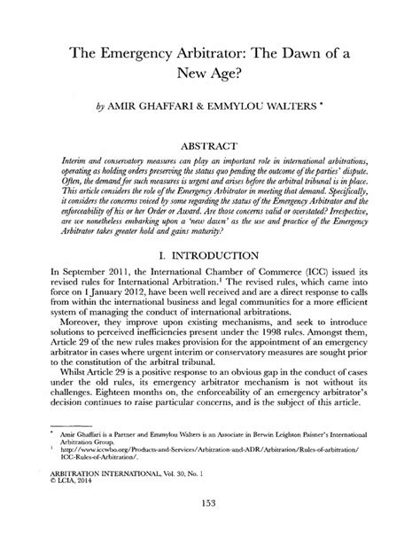 The Emergency Arbitrator The Dawn Of A New Age Arbitration