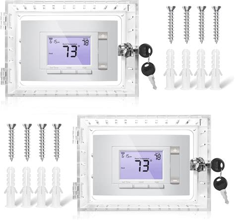 2 PCS Thermostat Lock Box Thermostat Cover With Lock Universal Thermostat Lock Box With Key