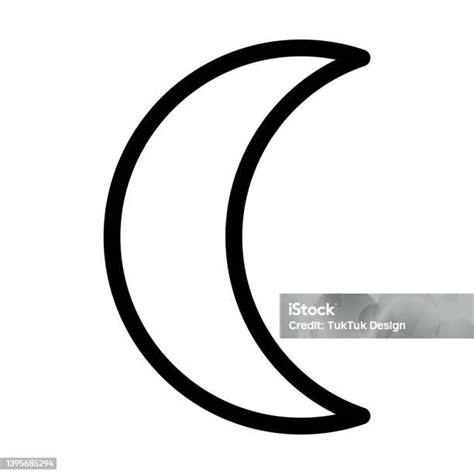 Crescent Symbol Shape Vector Icon Outline Stroke For Creative Graphic Design Ui Element Stok