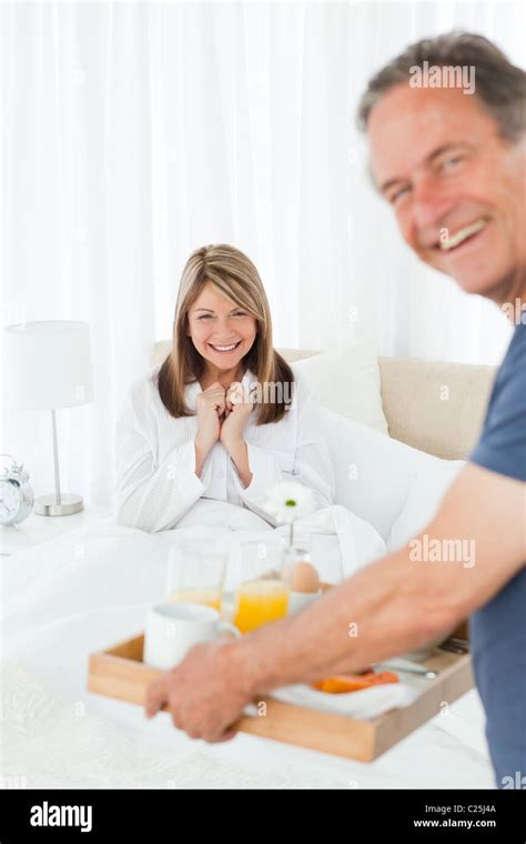 Man Bringing Breakfast To His Wife Stock Photo Alamy