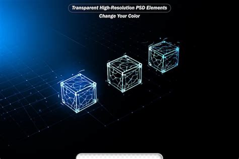 Premium Psd Block Chain Concept Block Cube And Network Connections