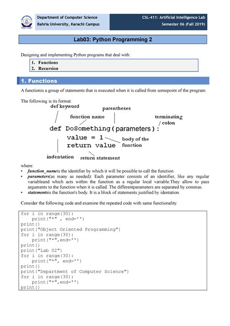 Lab 03 Csl 411 Functions And Recursion 04102020 050417 Pm Department