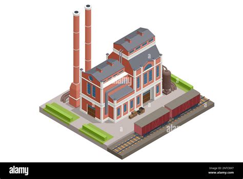 Isometric Industrial Plant Factory Vintage Building Old Beer Factory