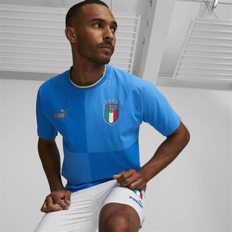Puma Football เสื้อแข่งชายชุดเหย้าแท้ของทีมอิตาลี ฤดูกาล 22 23 สีฟ้า App 76567001 Lazada