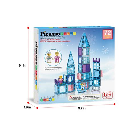 Picassotiles 72pc Magnetic Tiles Winter Ice Castle Set
