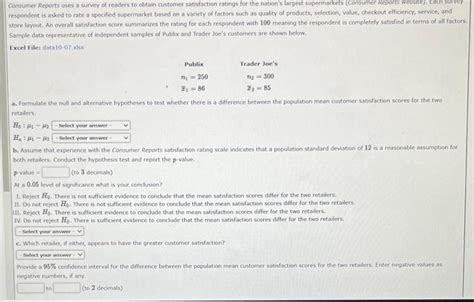 Solved Consumer Reports Uses A Survey Of Readers To Obtain Chegg