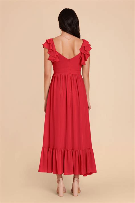 Michelle Ruby Red Chiffon Dress Birdy Grey