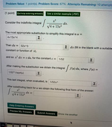 solved hw28 4 5 substitution problem 1 problem value 1