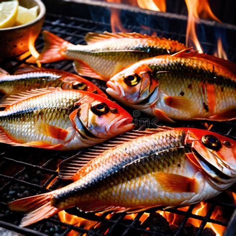 Grilled Fish Cooked Baked Seafood Dish Of Whole Fish Stock