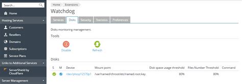 Monitoring Disk Usage Plesk Onyx Documentation