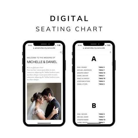 Digital Seating Chart Plan Menu Program Welcome Sign Order Of Events