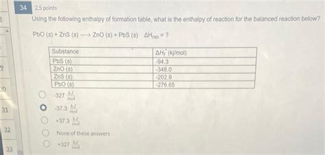 Solved Points Using The Following Enthalpy Of Chegg