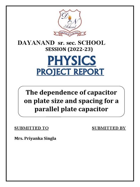 Project On Capacitor Pdf Capacitor Capacitance