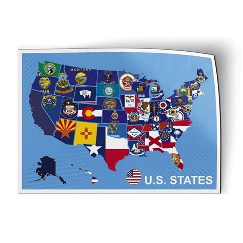Usa State Flags Map 7 Magnet For Car Locker Refrigerator