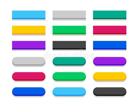 3d Style Empty Uiux Button Icon In Collection Stock Vector