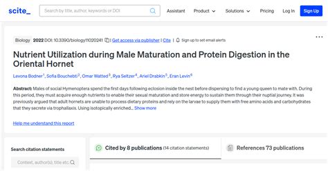 [citation Report] Nutrient Utilization During Male Maturation And Protein Digestion In The