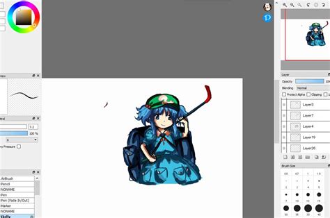 Drew That One Nitori Sprite From Aocf Artwork In Zun Artstyle Lol Touhou Project Amino
