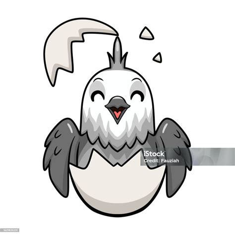 Mignon Cockatiel Cockatiel Dessin Animé Doiseau À Lintérieur De Lœuf