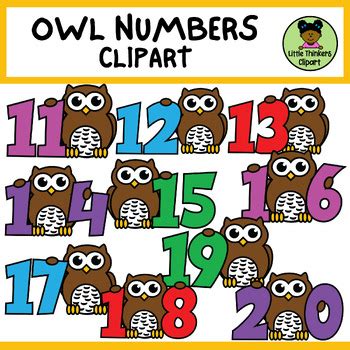 Owl With Numbers 11 20 Clipart Fall Counting Clipart Tpt