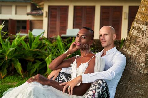 Ambiguous Gender Fluid Person Bride Dress Lgbtq Groom Bold Suit