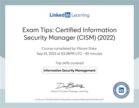 Vikram Doke Cism On Linkedin Certificate Of Completion