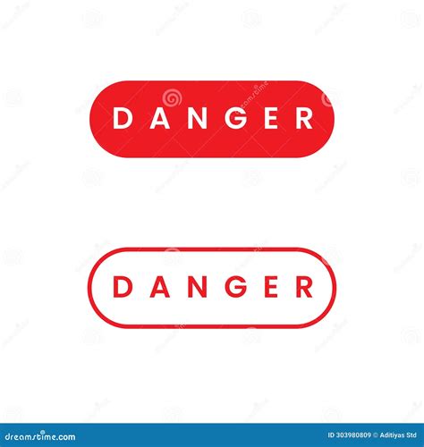 Danger Button Red Color Vector Icon Set Stock Vector Illustration Of