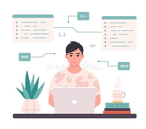 Asian Man Working On Laptop It Developer Programming Code Freelance