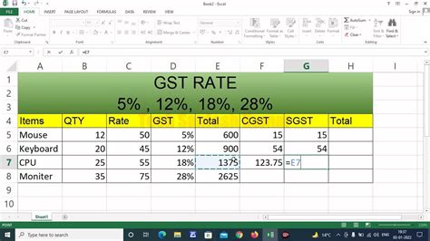 How To Gst Work In Excel Full Work On Gst Video Gst Formula In Ms Excel 18 Gst Formula In