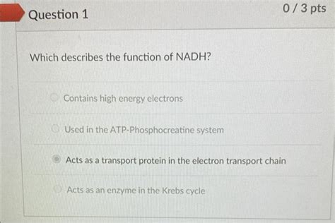 Which Describes The Function Of Nadh Contains High