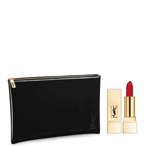Yves Saint Laurent Beauty Black Pouch And Mini Rogue Pur Couture