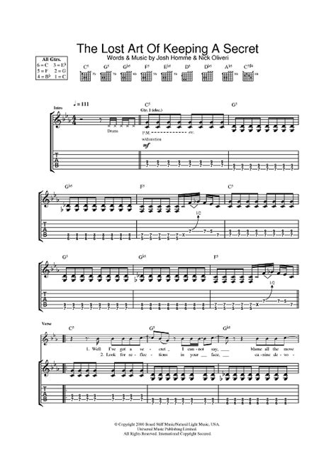 The Lost Art Of Keeping A Secret Sheet Music By Queens Of The Stone