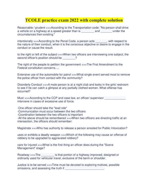 TCOLE Practice Exam 2022 With Complete Solution Browsegrades