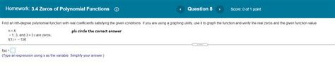 Solved Homework Zeros Of Polynomial Functions