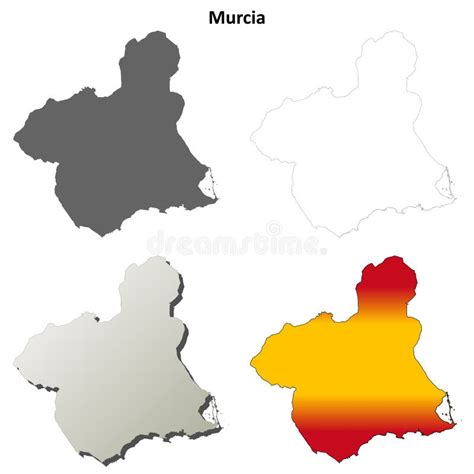 Sistema Detallado En Blanco Del Mapa Del Esquema De Murcia Ilustración