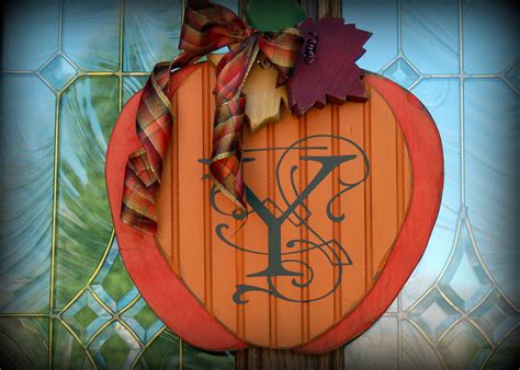 Cute Monogram Pumpkin Door Hanging Pink Polka Dot Creations