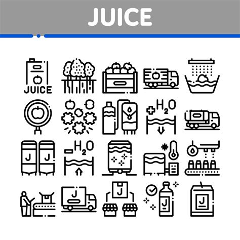 Juice Production Plant Collection Icons Set Vector 17541415 Vector Art At Vecteezy