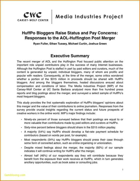Professional Executive Summary Survey Results Template Word Published